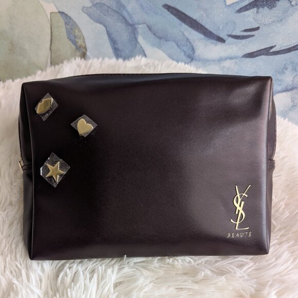 Yves Saint Laurent | Bags | Ysl Beaut Cosmetic Pouch Dark Espresso Faux ...